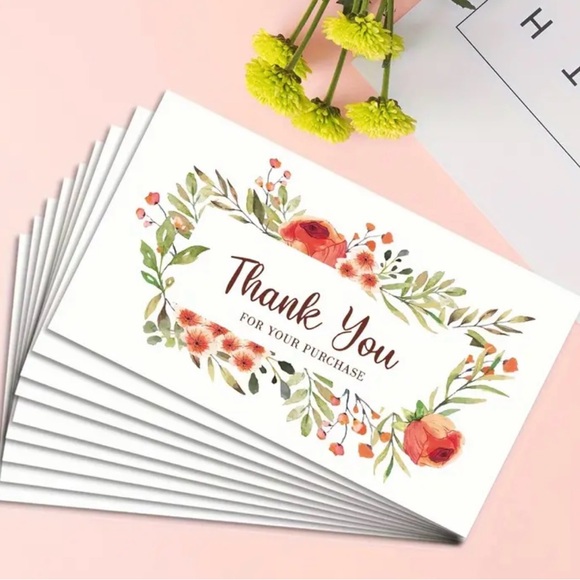 Office | Vibrant Orange Floral Thank You Insert Cards Pack Of 5 | Poshmark